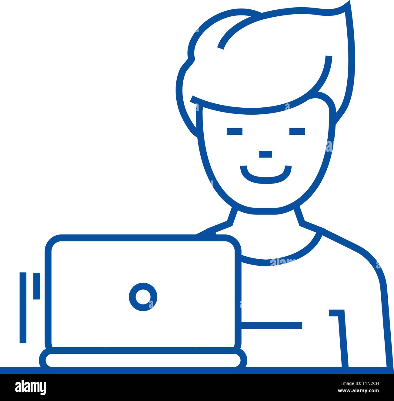 Freelancer line icon concept. Freelancer flat vector symbol, sign ... Freelancer line icon concept. Freelancer flat vector symbol, sign ...