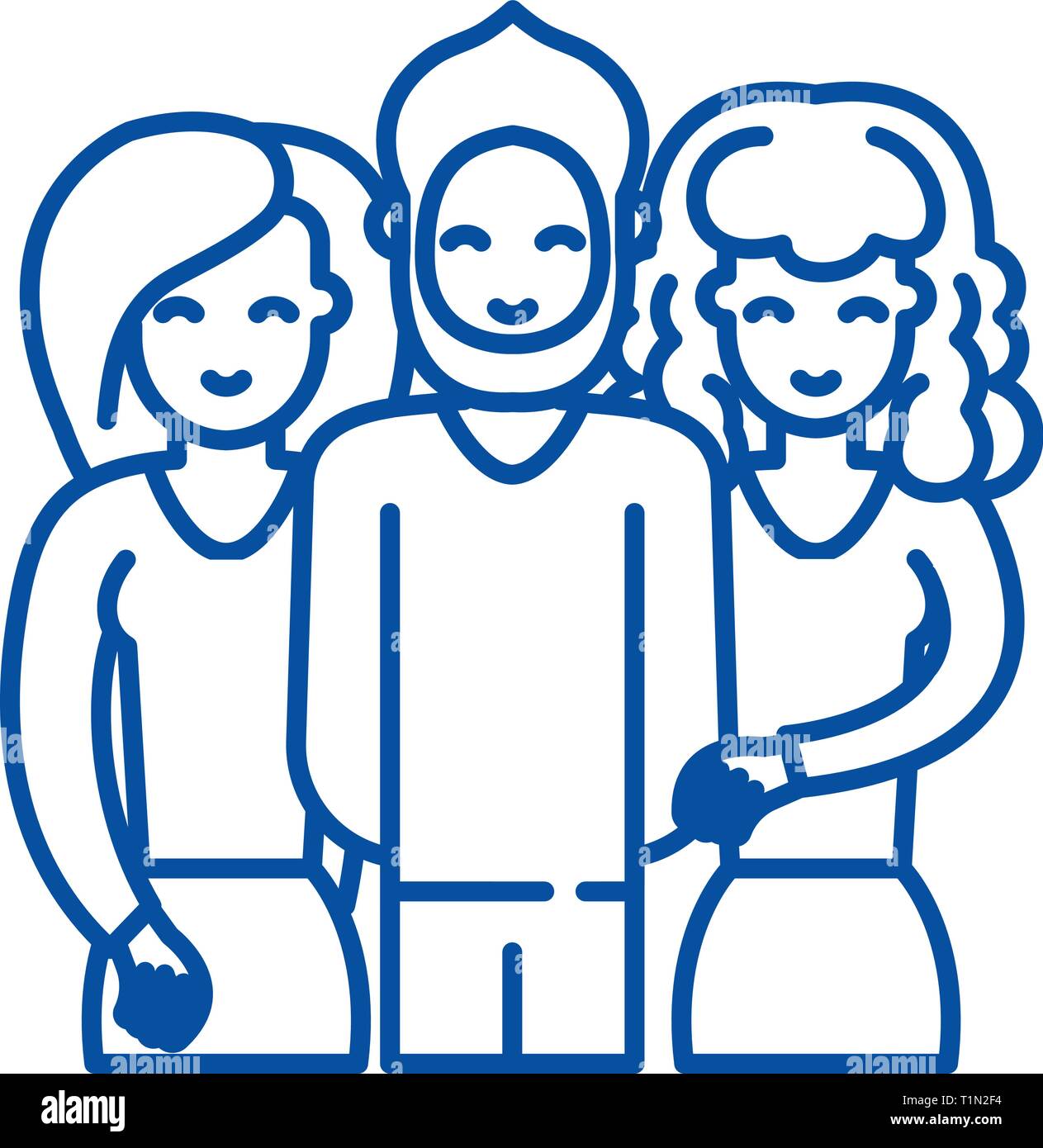 Friends line icon concept. Friends flat vector symbol, sign, outline ...