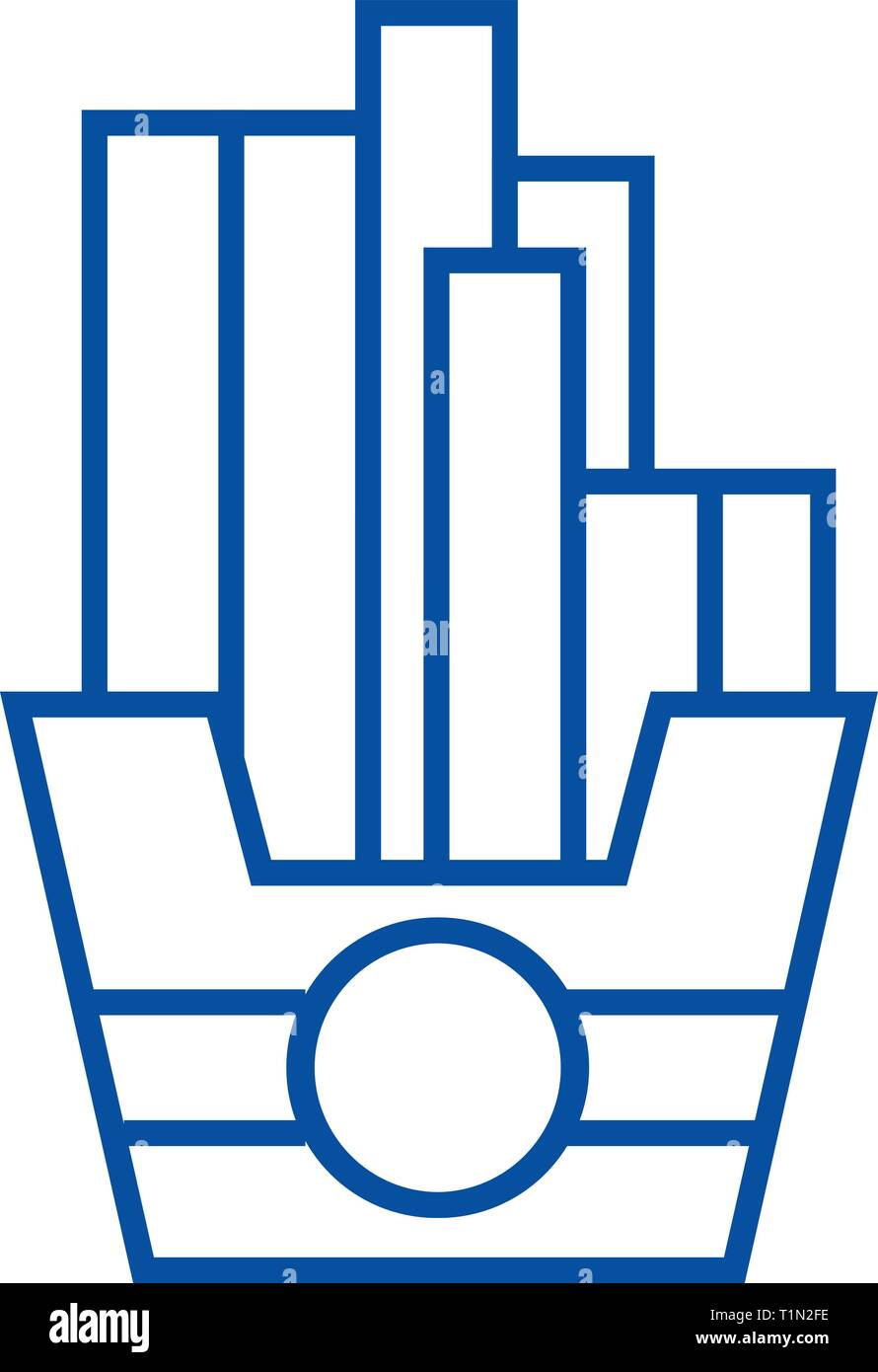 Fries line icon concept. Fries flat vector symbol, sign, outline ...