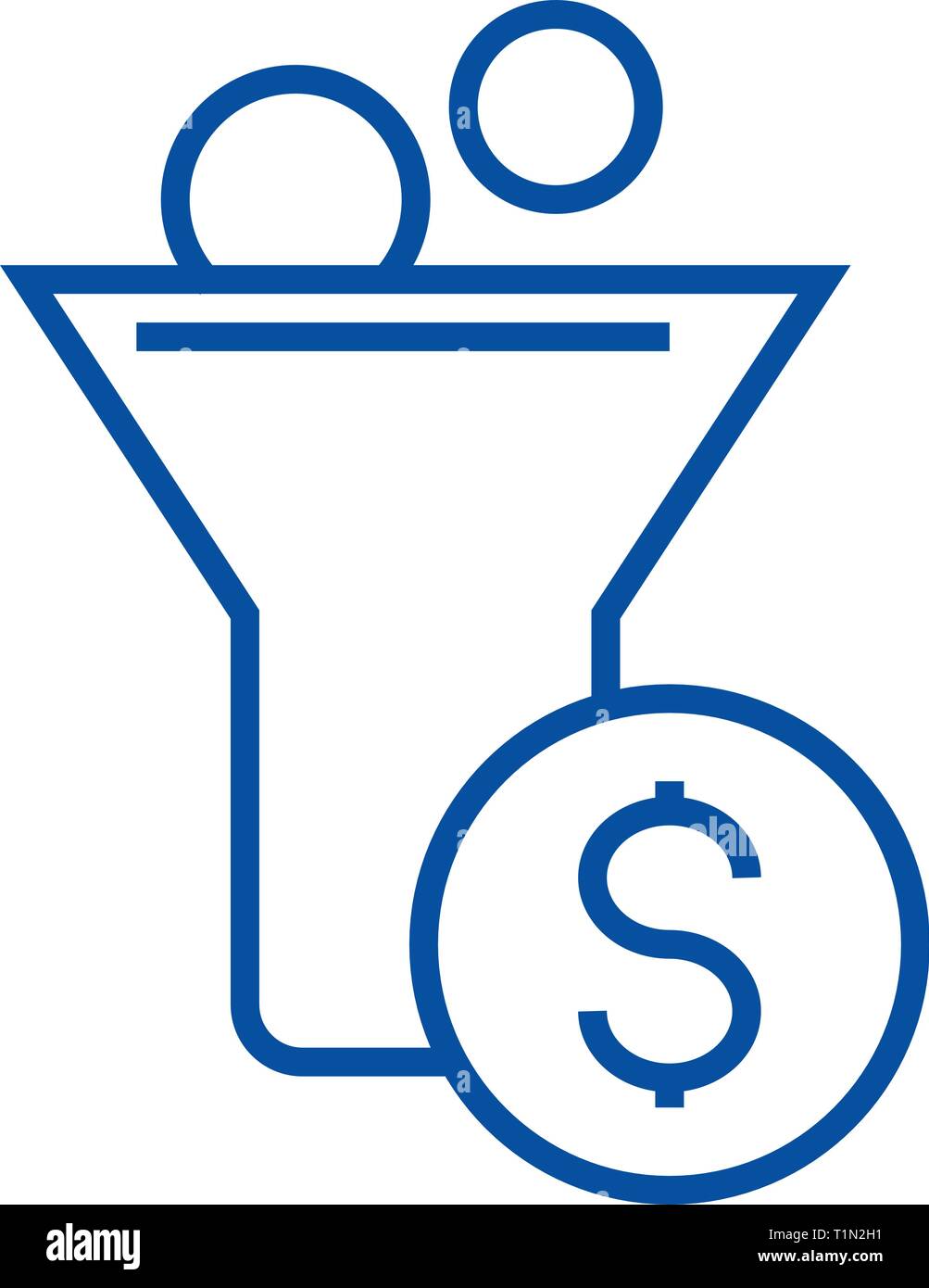 Funnel profit, marketing conversion line icon concept. Funnel profit ...