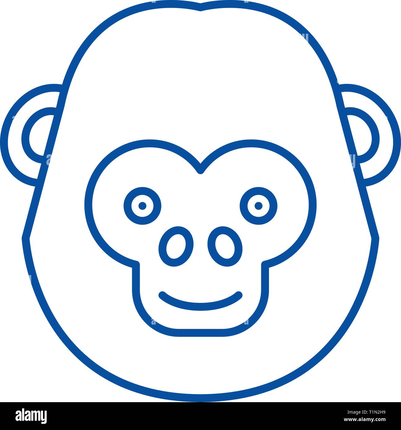 Funny chimpanzee line icon concept. Funny chimpanzee flat vector symbol ...