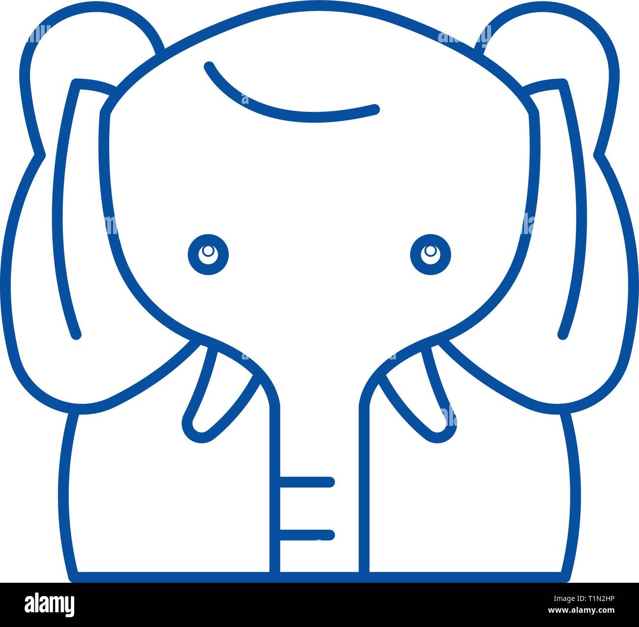 Funny elephant line icon concept. Funny elephant flat vector symbol ...