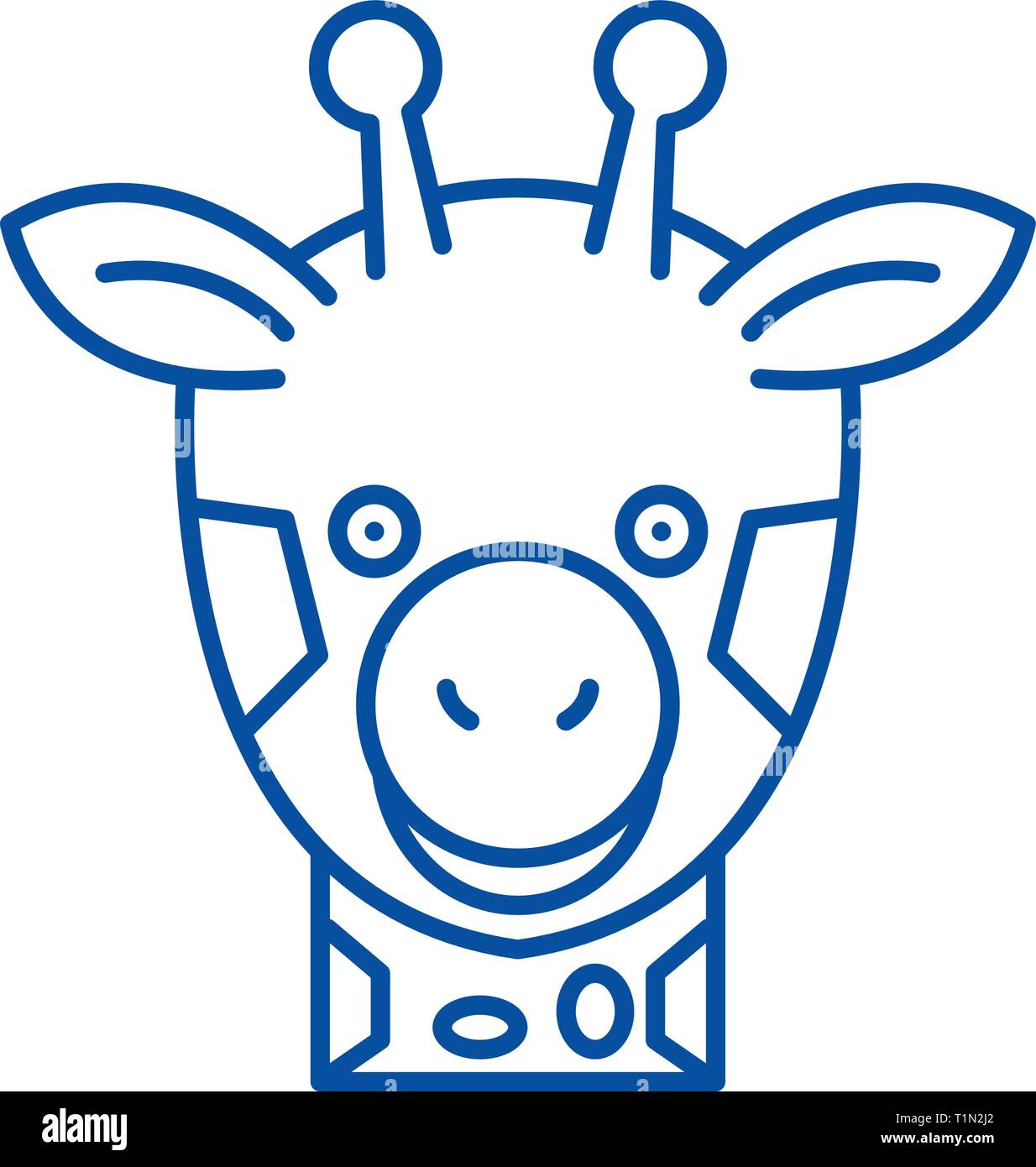 Funny giraffe line icon concept. Funny giraffe flat vector symbol, sign ...