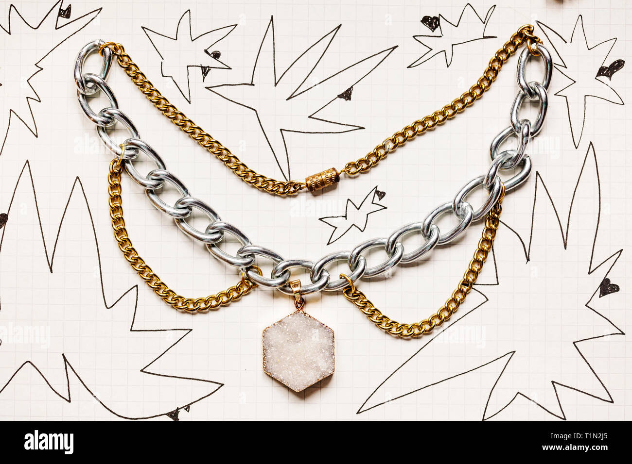 Funky Punk style metal choker necklace on paper background Stock Photo ...