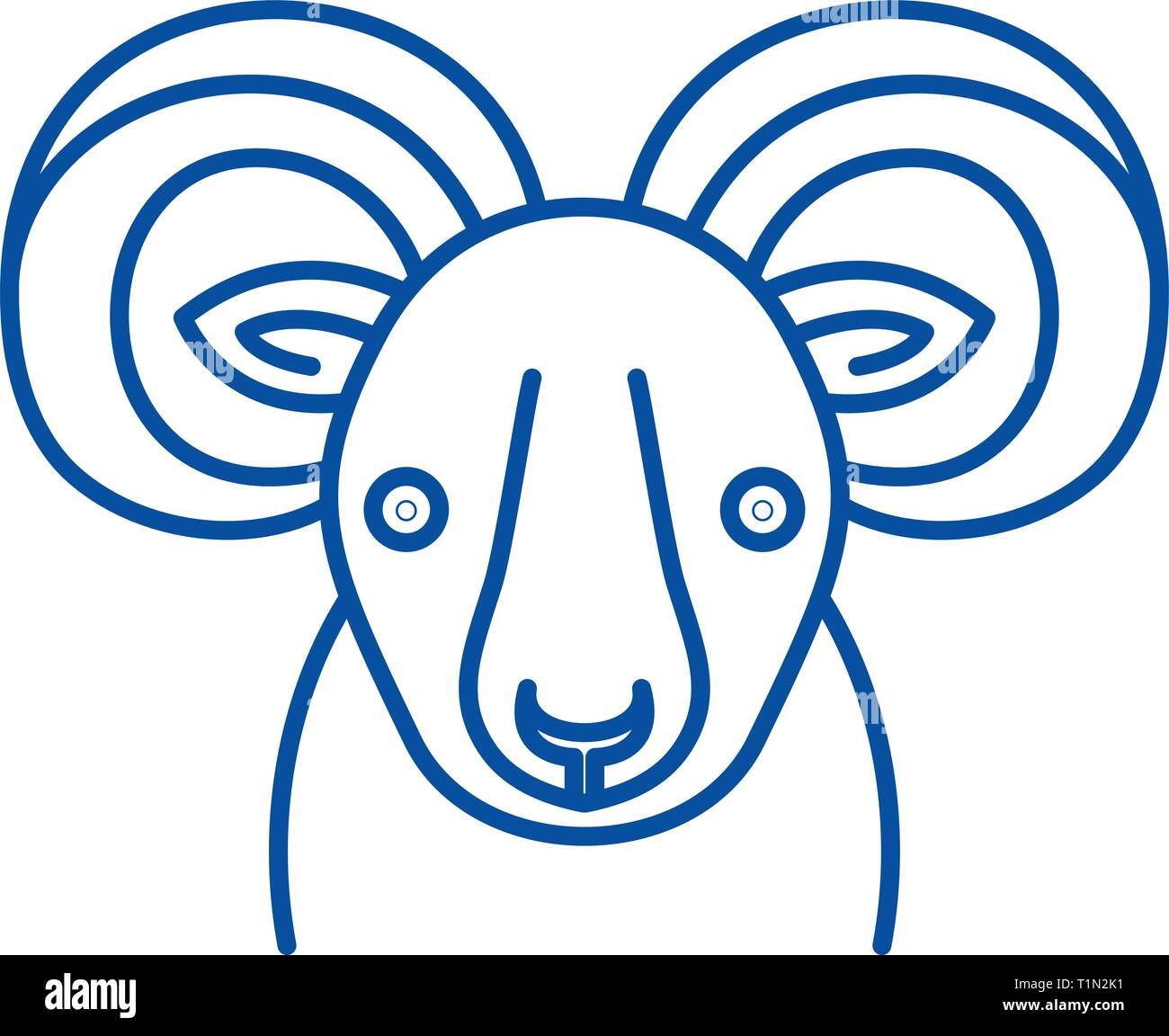 Funny ibex line icon concept. Funny ibex flat vector symbol, sign ...