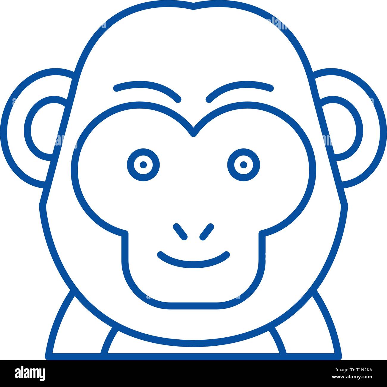 Funny monkey line icon concept. Funny monkey flat vector symbol, sign ...