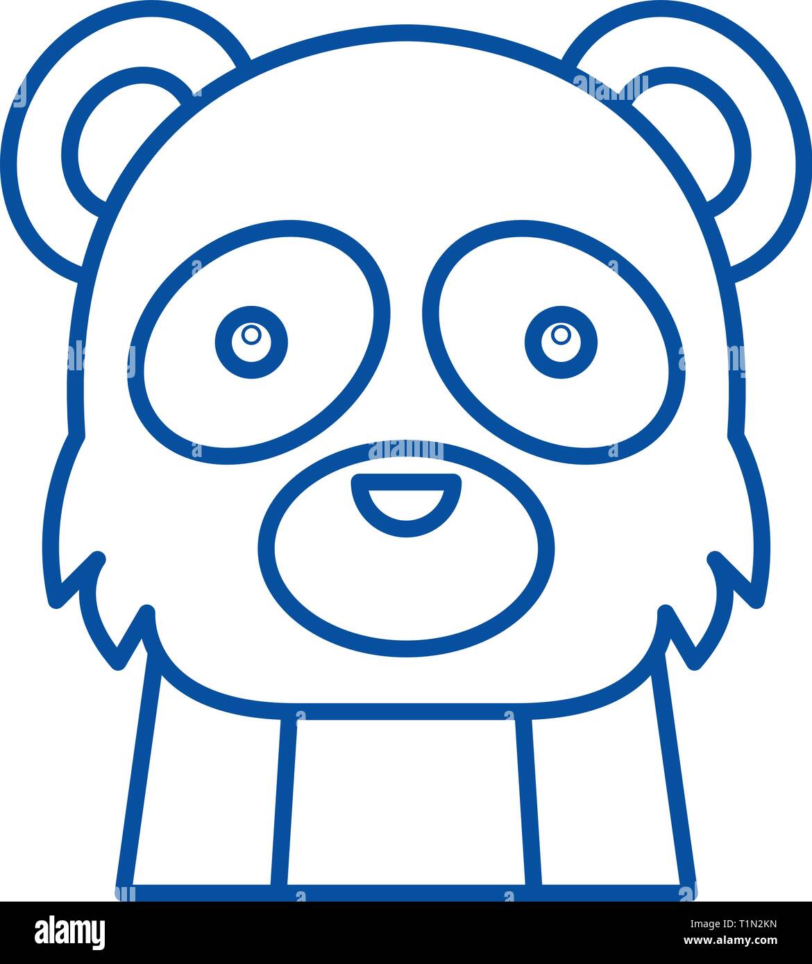 Funny panda line icon concept. Funny panda flat vector symbol, sign ...