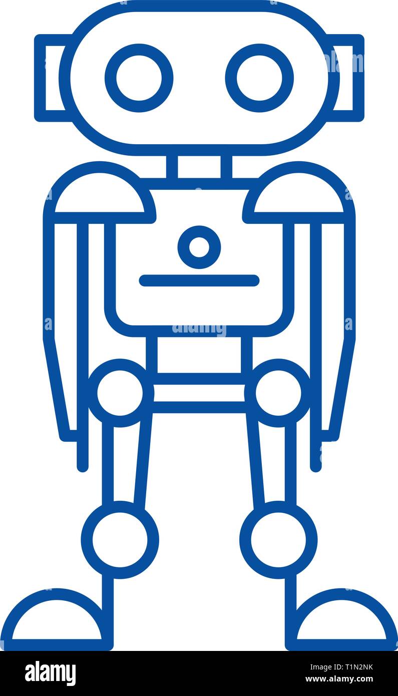 Future robot line icon concept. Future robot flat vector symbol, sign ...