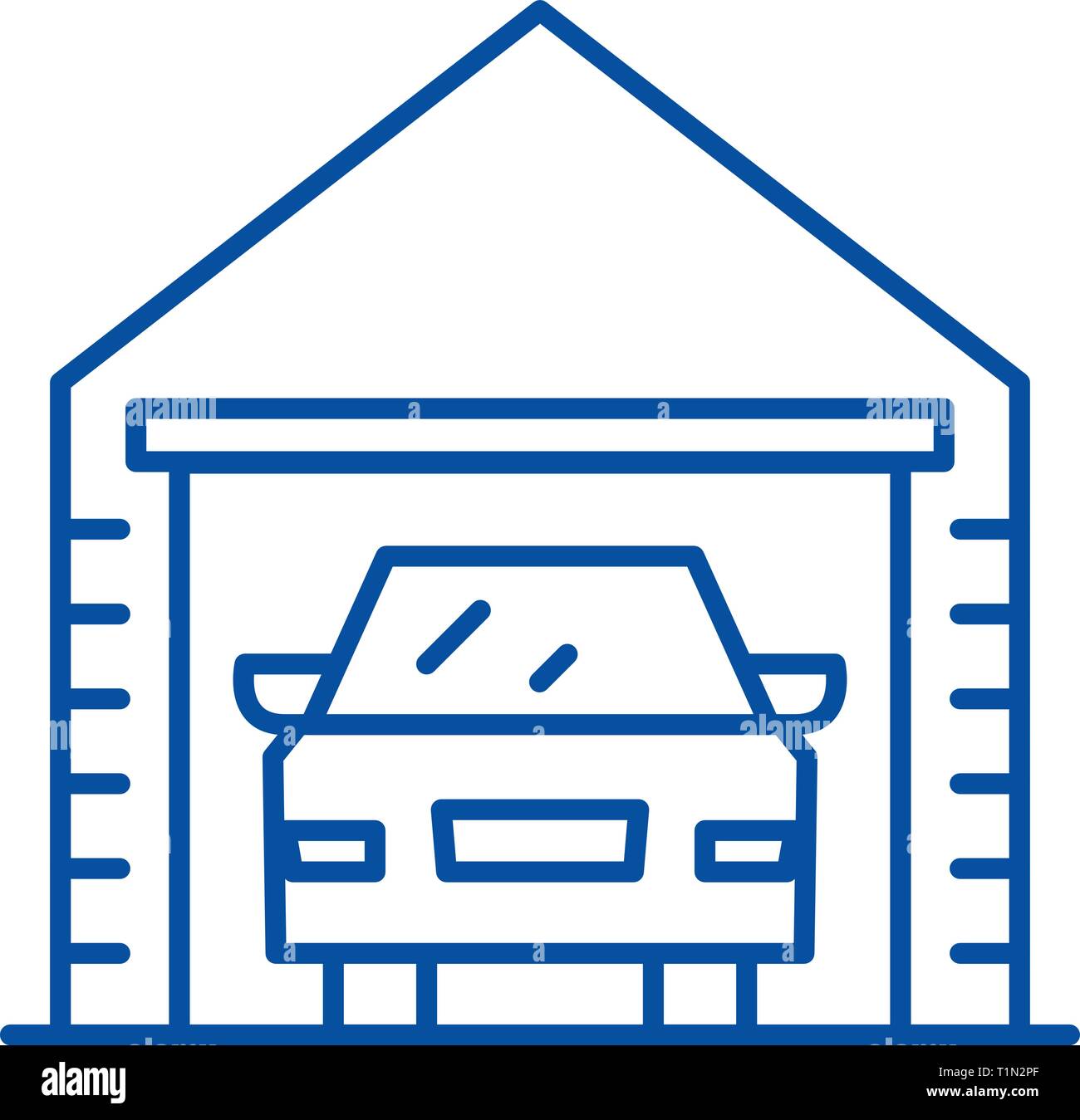 Garage line icon concept. Garage flat vector symbol, sign, outline ...