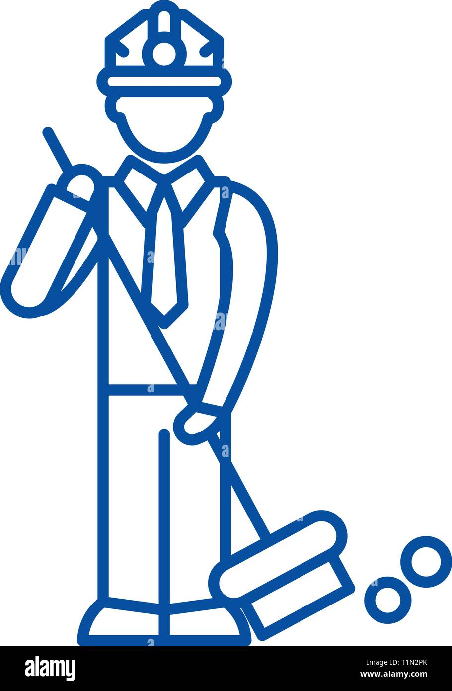 Garbage collection line icon concept. Garbage collection flat vector ...