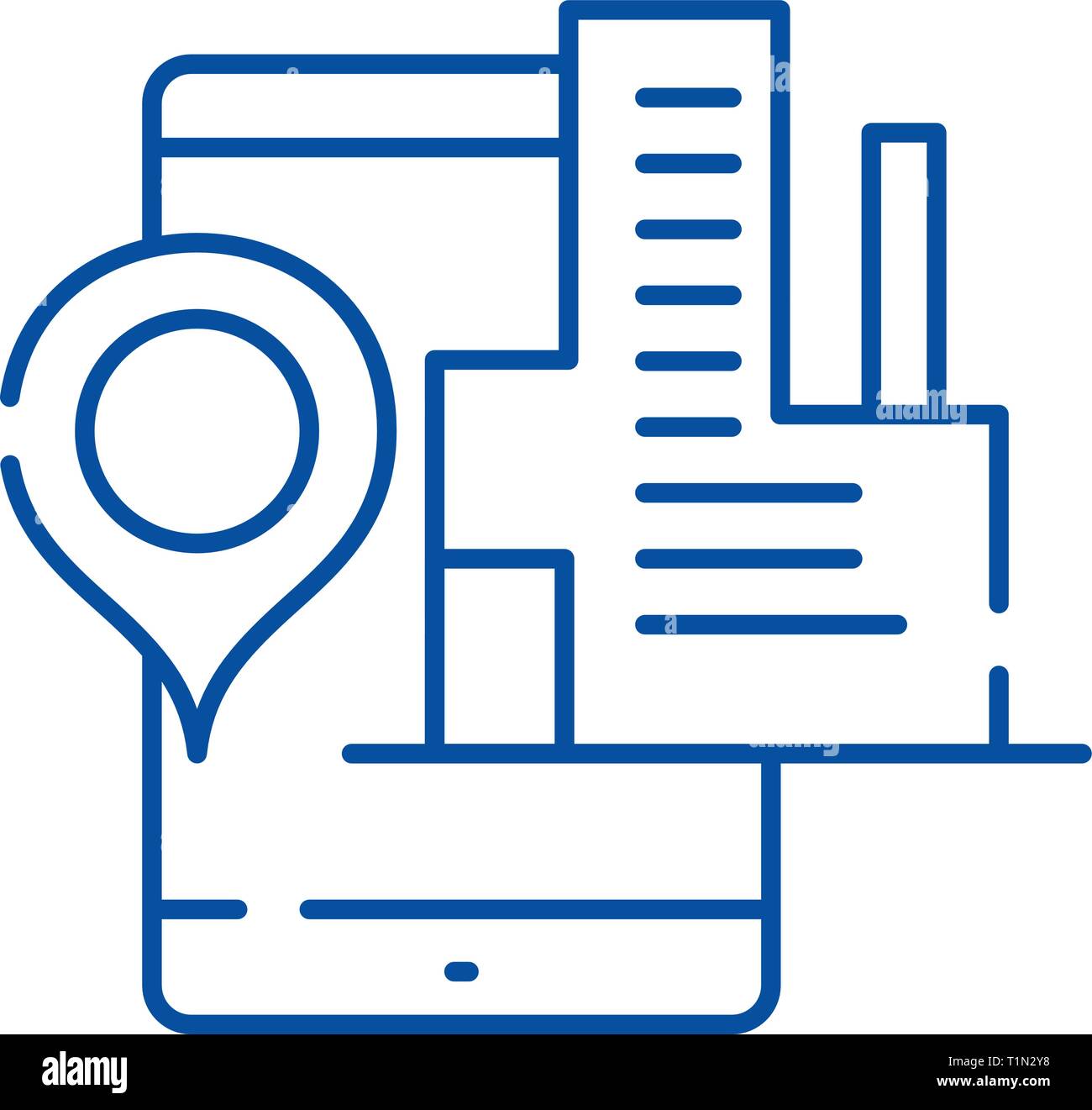Geolocation System Line Icon Concept Geolocation System Flat Vector