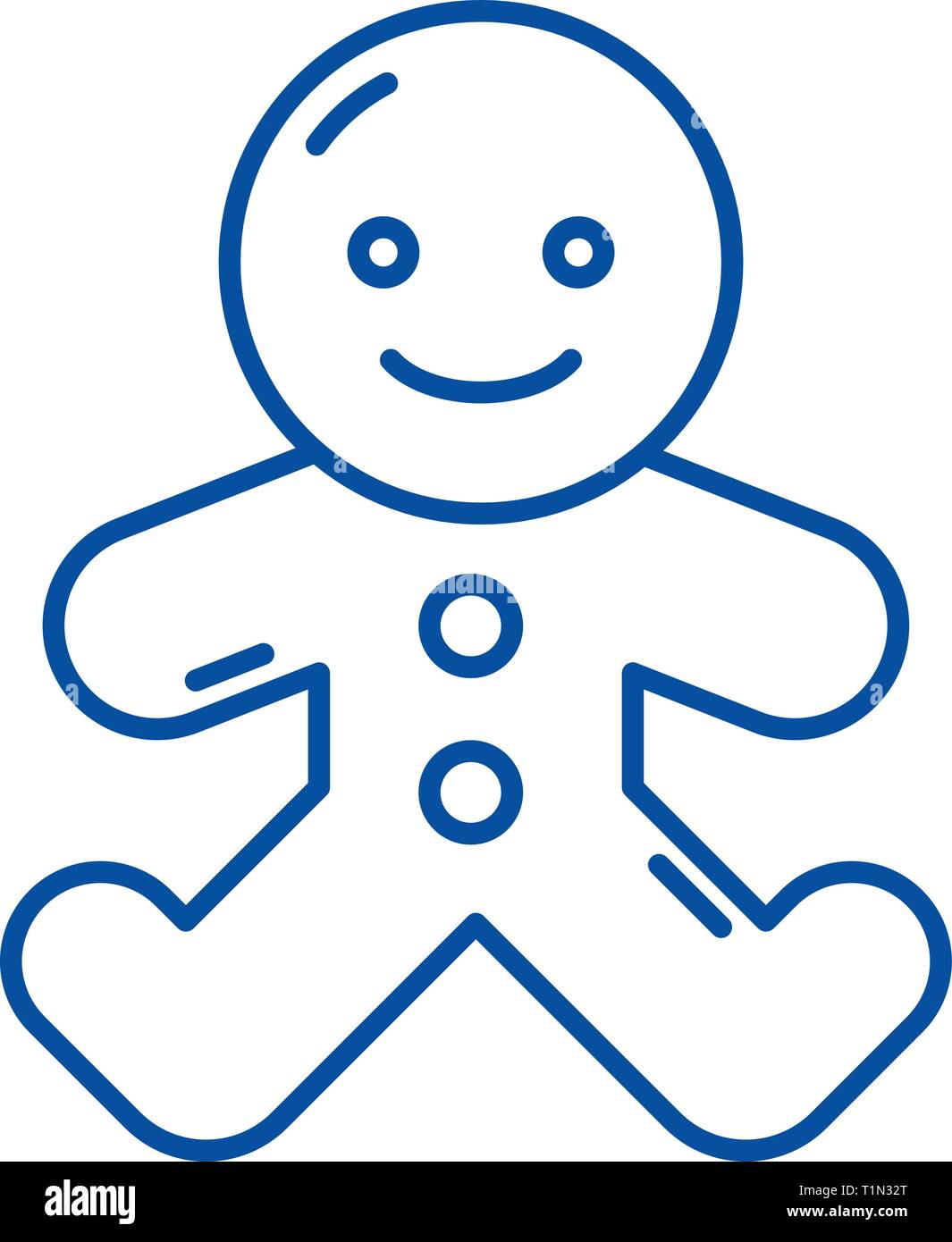 Gingerbread man line icon concept. Gingerbread man flat vector symbol ...