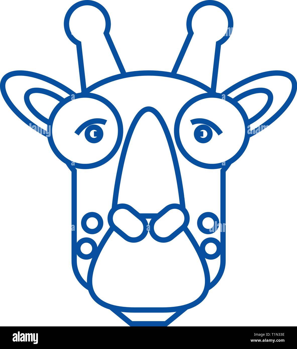 Giraffe head line icon concept. Giraffe head flat vector symbol, sign ...
