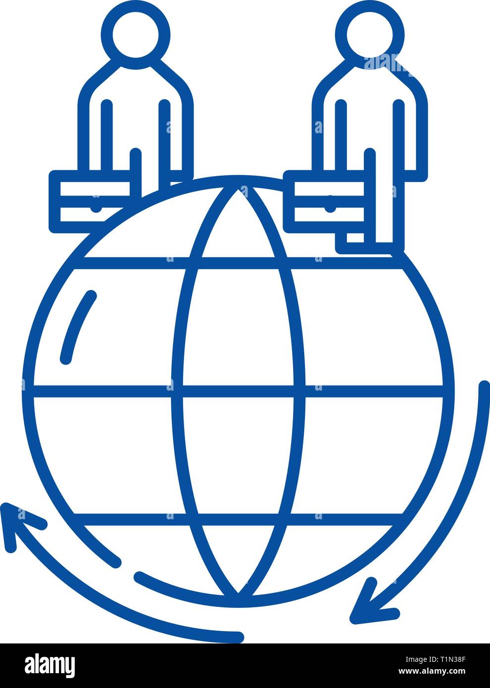 Global business line icon concept. Global business flat vector symbol ...