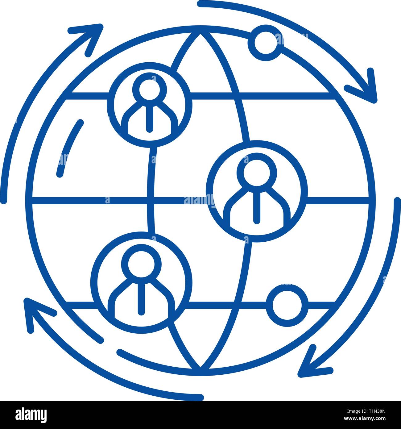 Global business connections line icon concept. Global business ...