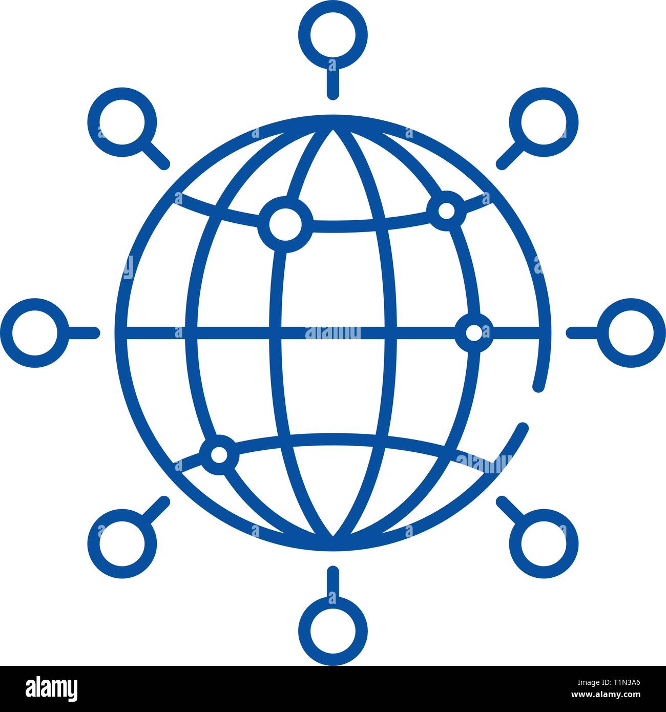 Global connection line icon concept. Global connection flat vector ... Global connection line icon concept. Global connection flat vector ...
