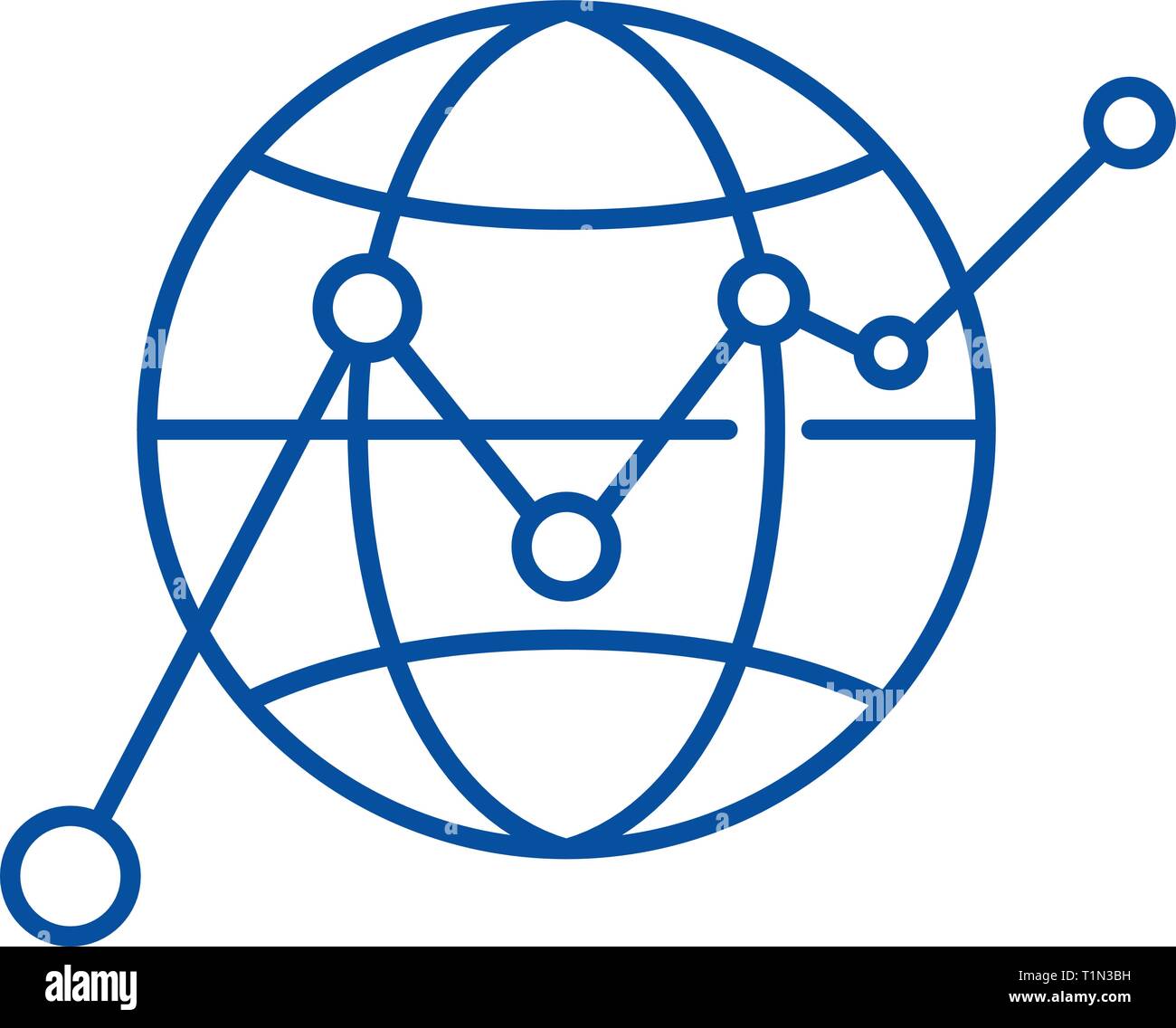 Global growth line icon concept. Global growth flat vector symbol, sign ...