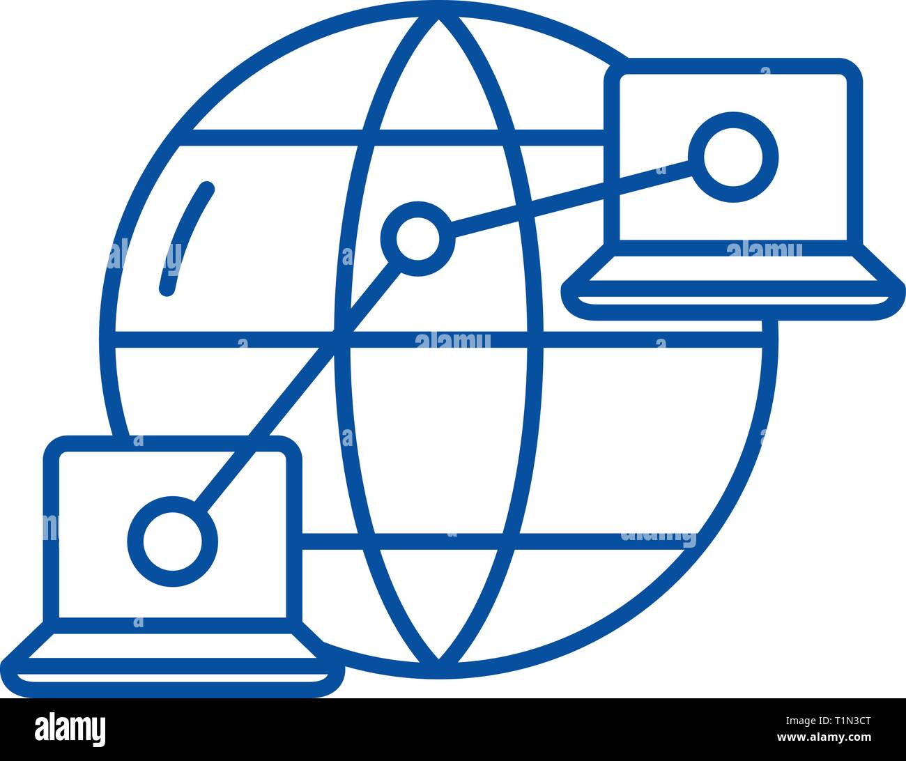 Global network line icon concept. Global network flat vector symbol ...