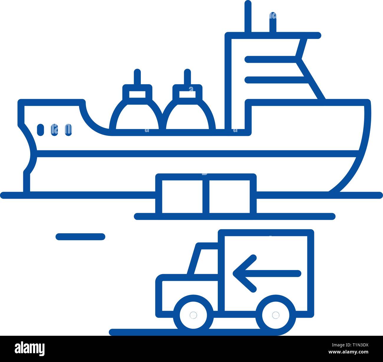 Global Shipping Line Icon Concept Global Shipping Flat Vector Symbol Sign Outline