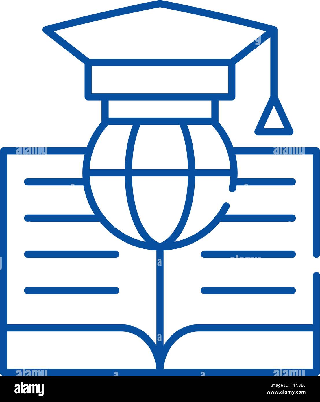 Global study line icon concept. Global study flat vector symbol, sign ...