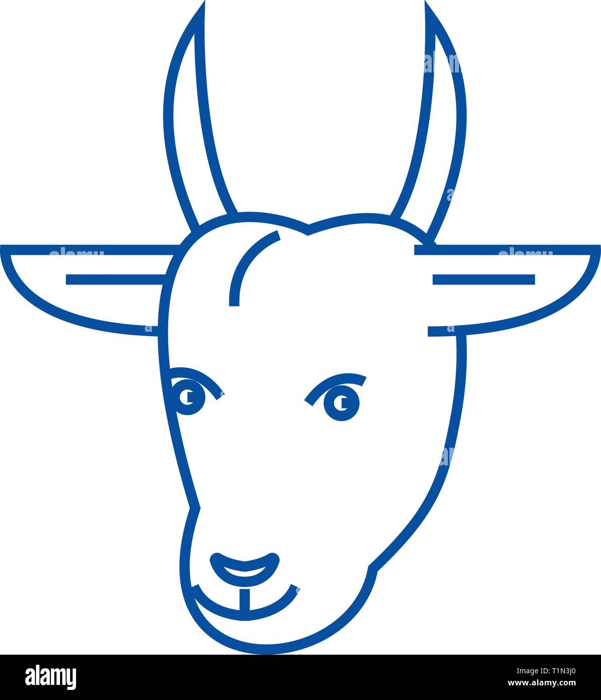 Goat head line icon concept. Goat head flat vector symbol, sign ...