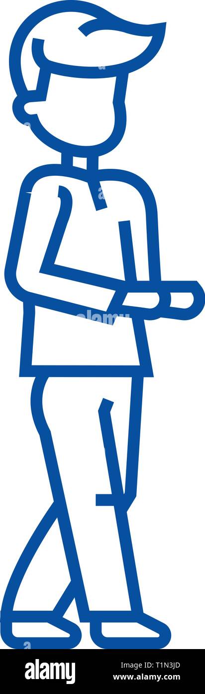 Going man line icon concept. Going man flat vector symbol, sign ...