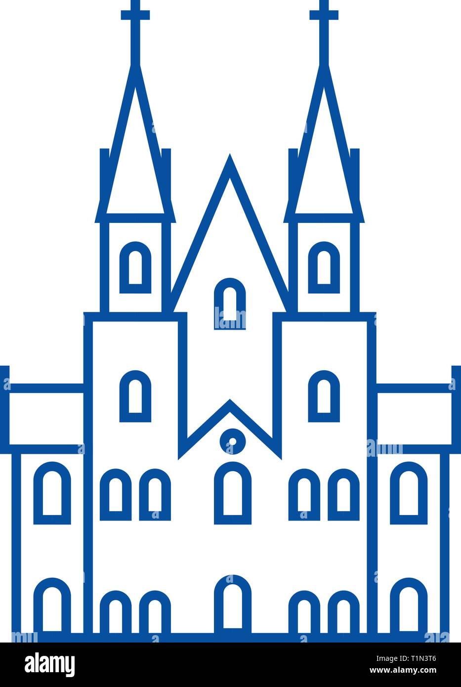 Gothic castle line icon concept. Gothic castle flat vector symbol, sign ...