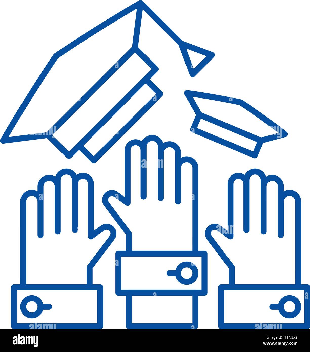 Graduation ceremony line icon concept. Graduation ceremony flat vector ...