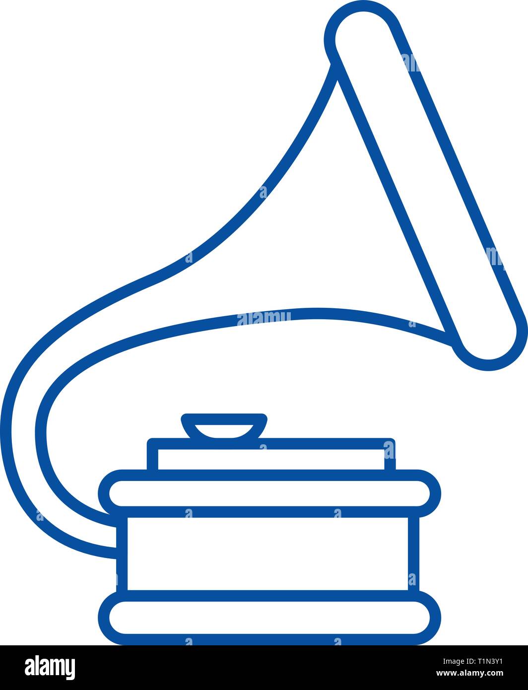 Gramophone illustration line icon concept. Gramophone illustration flat ...