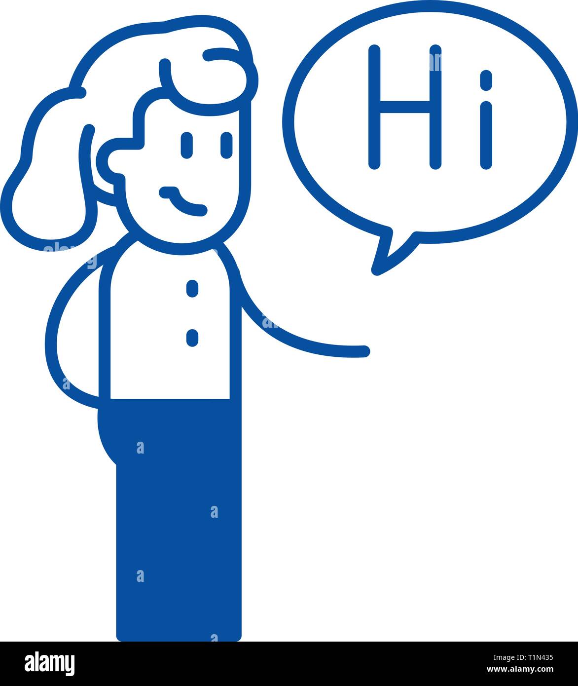 Greeting line icon concept. Greeting flat vector symbol, sign, outline ...