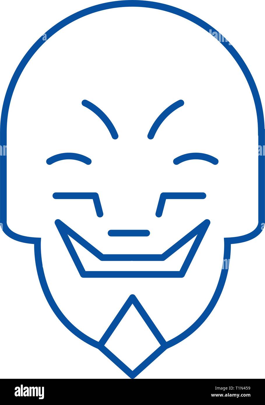 Grimacing mask emoji line icon concept. Grimacing mask emoji flat ...