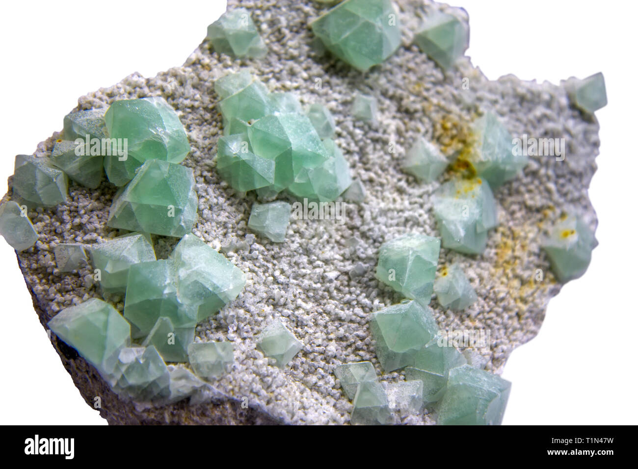 Green Fluorite mineral on the rock Stock Photo - Alamy