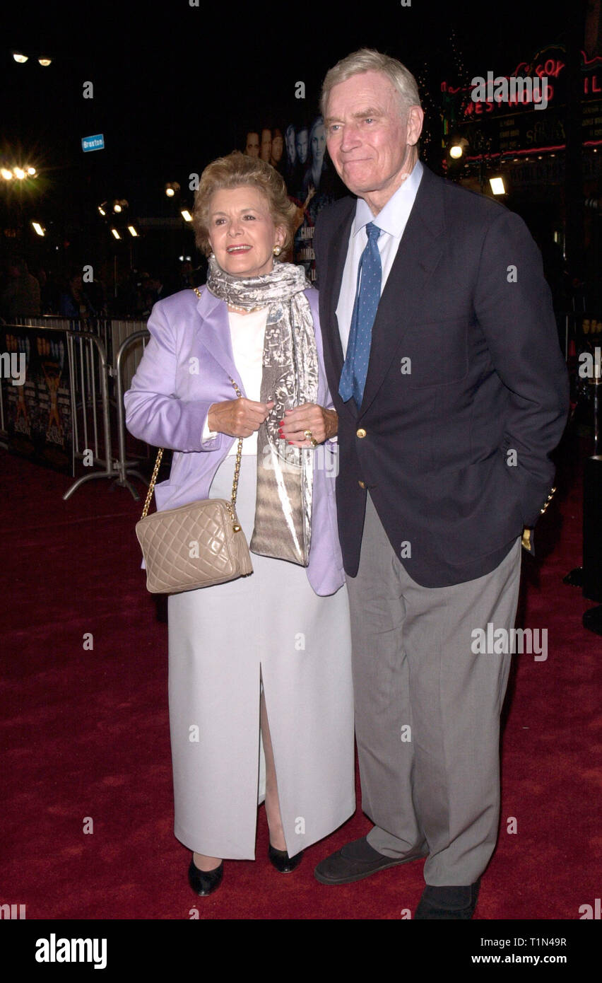 LOS ANGELES, CA. December 16, 1999: Actor Charlton Heston & wife LYDIA ...