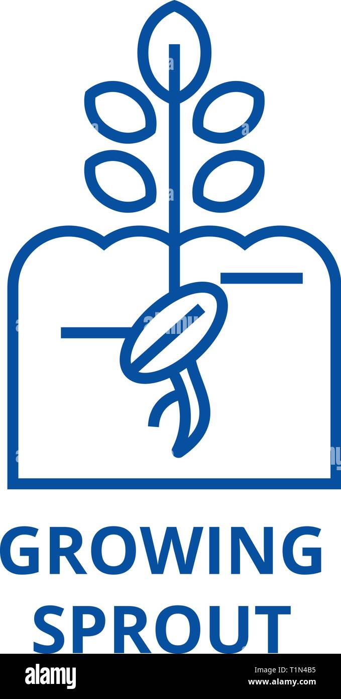 Growing sprout line icon concept. Growing sprout flat vector symbol ...