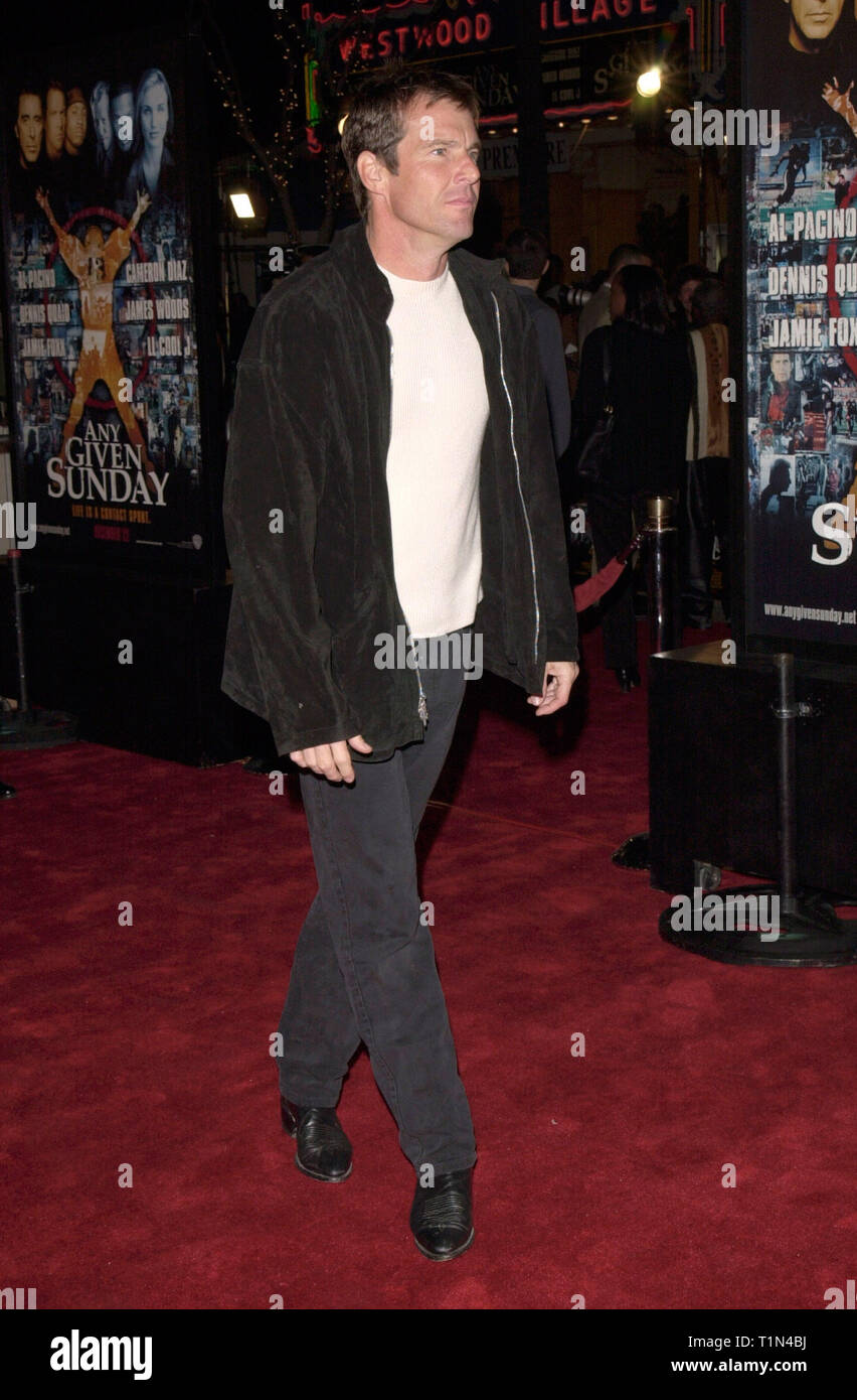 LOS ANGELES, CA. December 16, 1999: Actor Dennis Quaid at the world ...