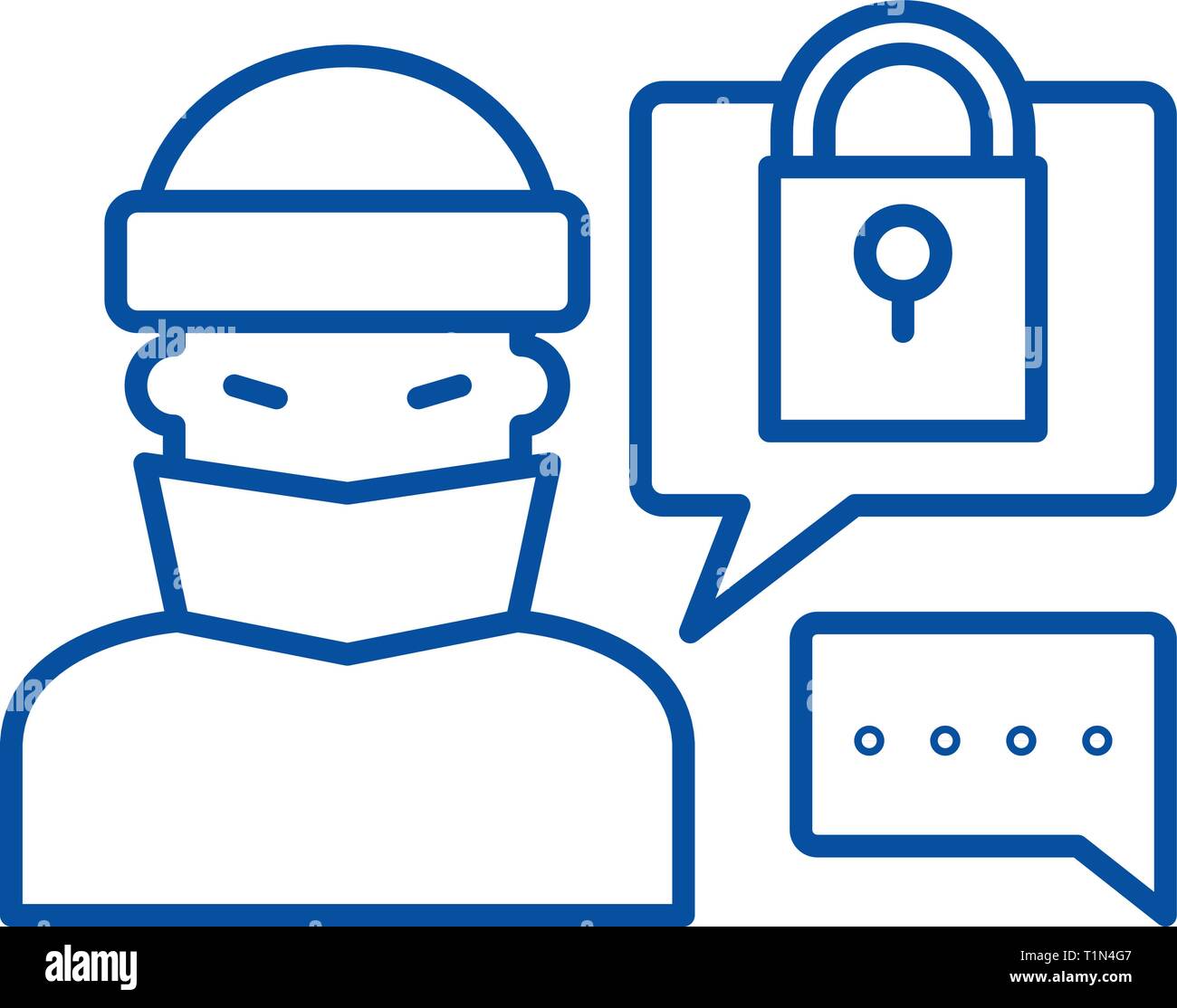 Hacking Access System Line Icon Concept Hacking Access System Flat