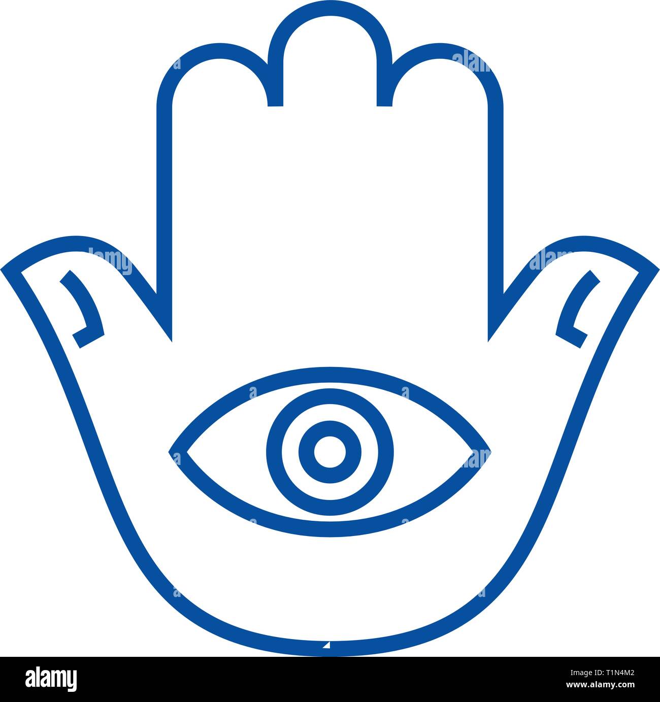 Hamsa hand line icon concept. Hamsa hand flat vector symbol, sign ...
