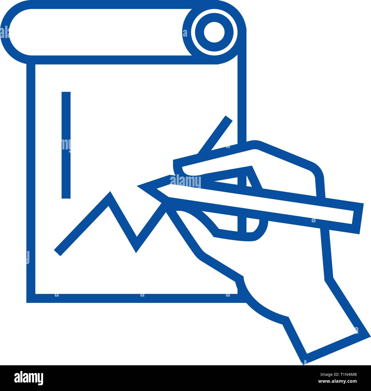 Hand drawing graph line icon concept. Hand drawing graph flat vector ...