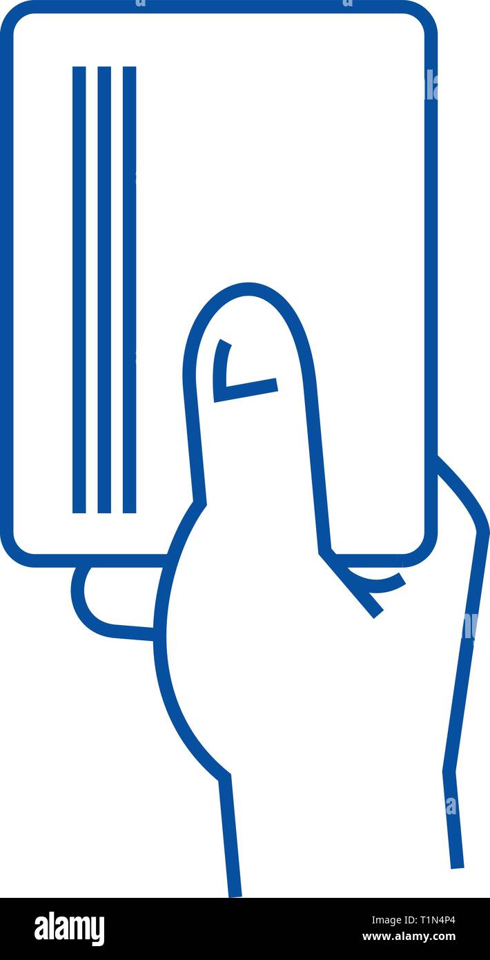 Hand holding paper,card line icon concept. Hand holding paper,card flat ...