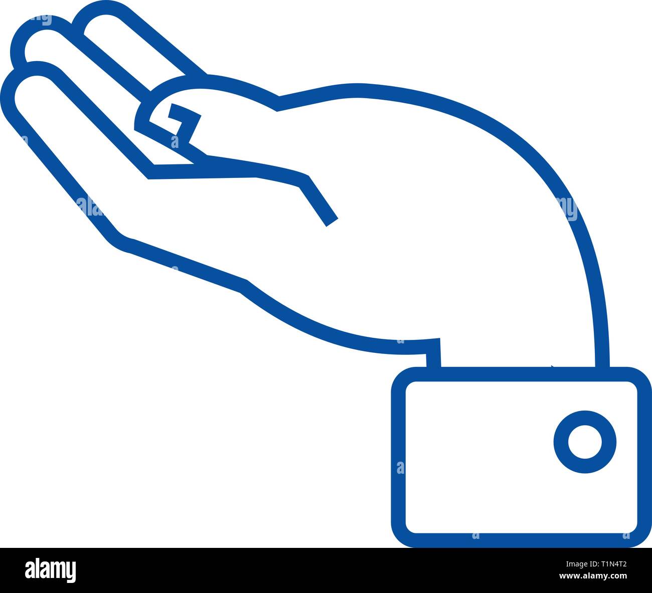 Hand support line icon concept. Hand support flat vector symbol, sign ...