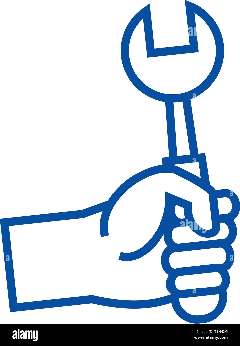 Hand with screwdriver line icon concept. Hand with screwdriver flat ...