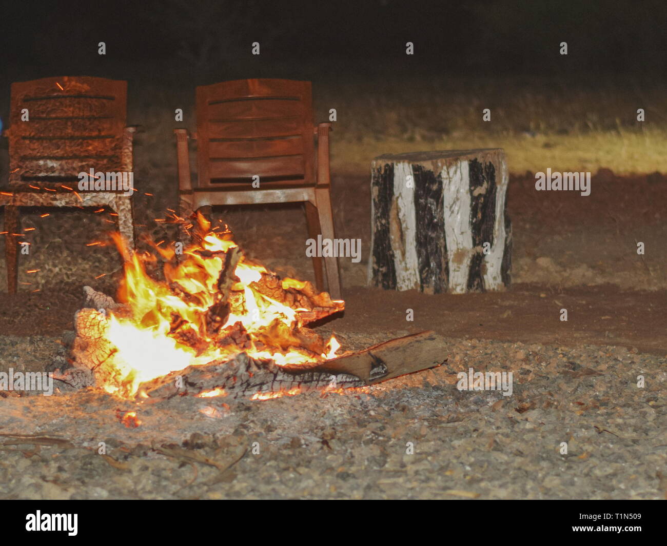Bonfire at the shores of Lake Magadi, Kenya Stock Photo - Alamy