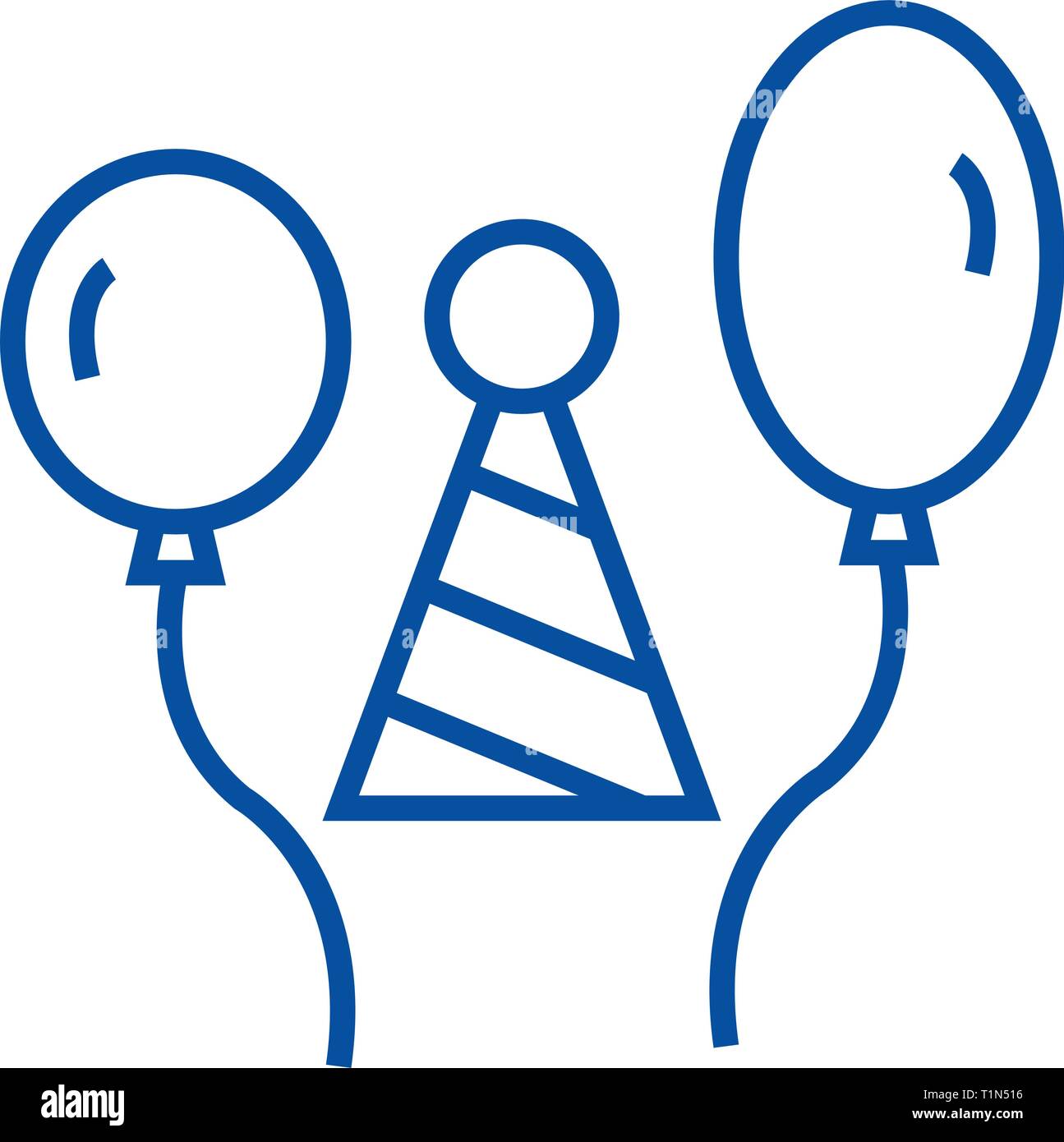 Happy birthday line icon concept. Happy birthday flat vector symbol ...