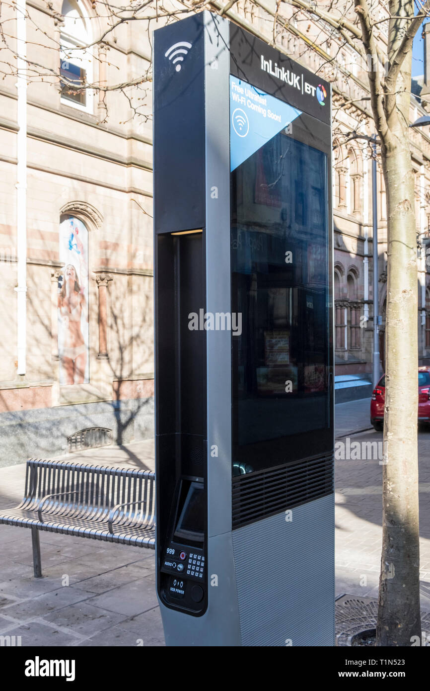BT InLinkUK public wi-fi and charging station, Nottingham, England, UK ...