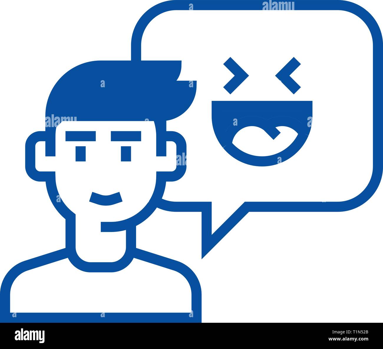 Happy client line icon concept. Happy client flat vector symbol, sign ...