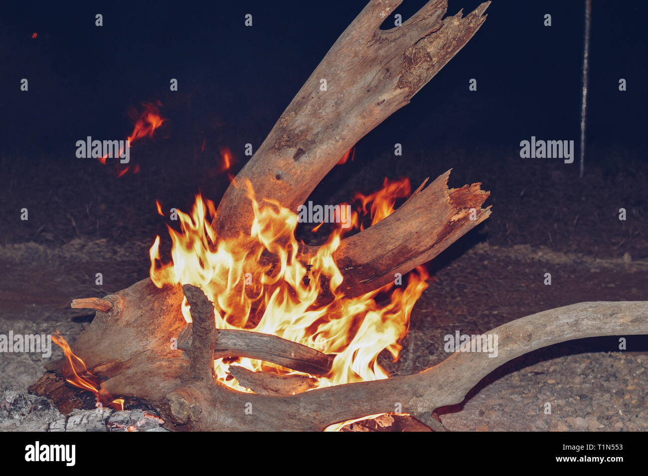 Bonfire at the shores of Lake Magadi, Kenya Stock Photo - Alamy