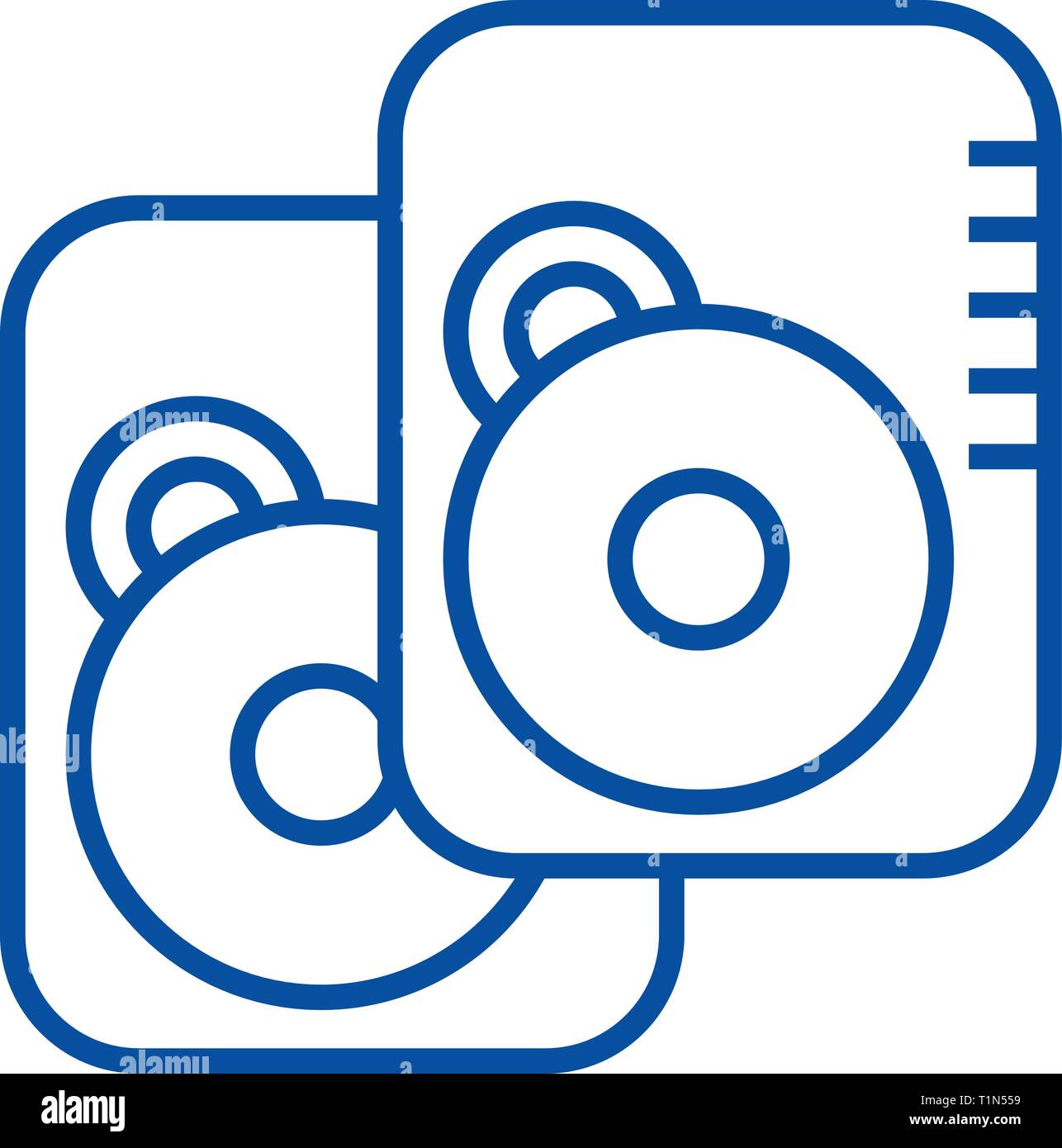 Hard disk line icon concept. Hard disk flat vector symbol, sign ...