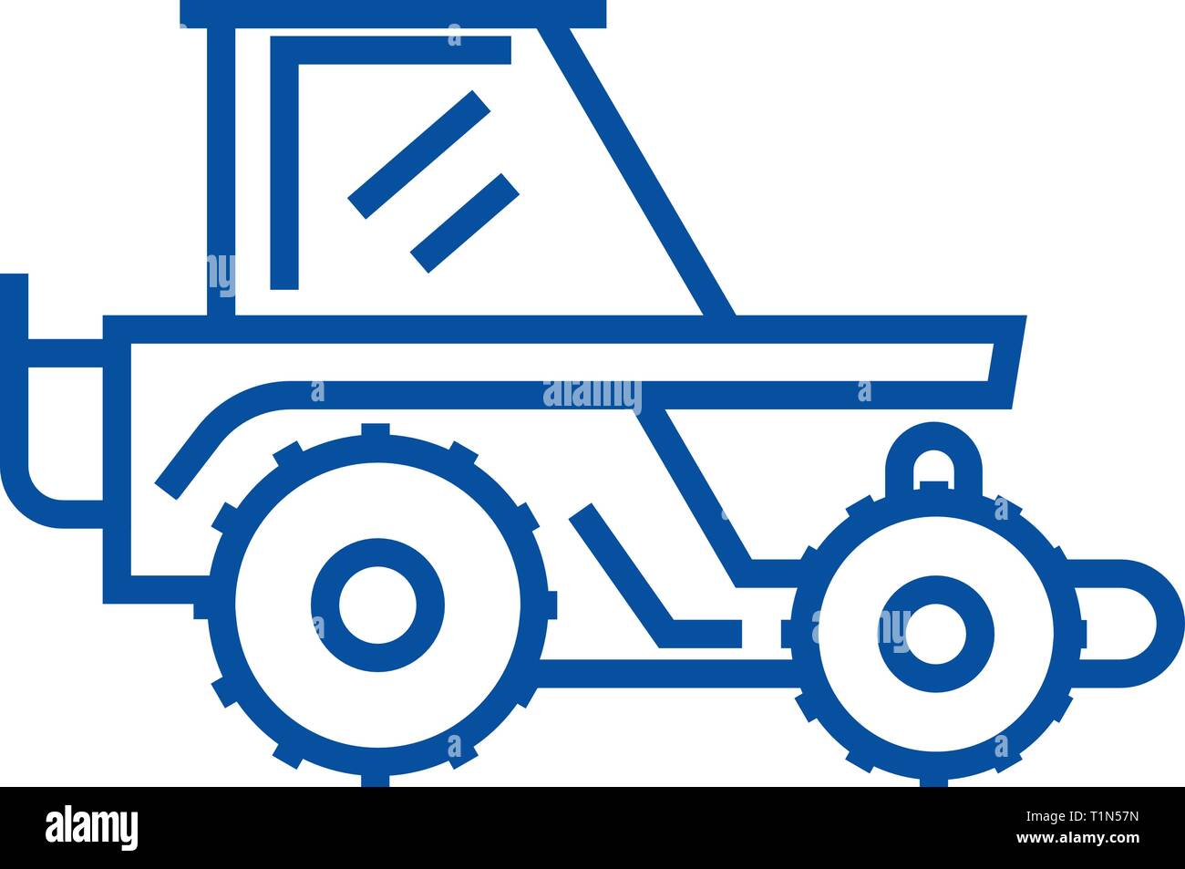 Harvesting tractor line icon concept. Harvesting tractor flat vector ... Harvesting tractor line icon concept. Harvesting tractor flat vector ...