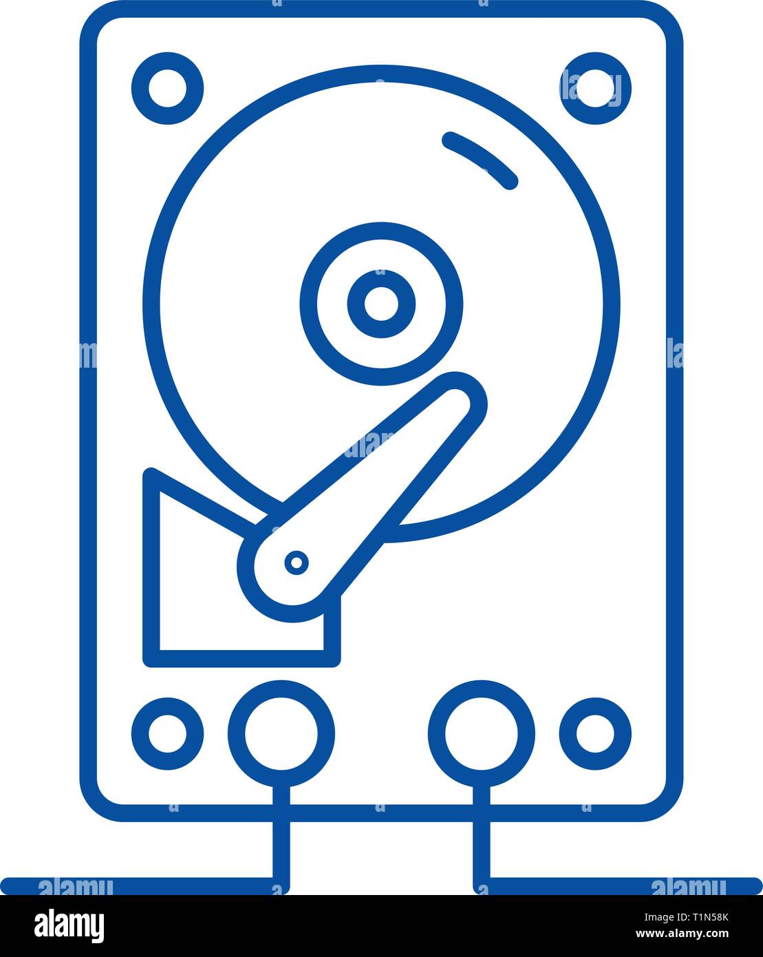 Hdd storage line icon concept. Hdd storage flat vector symbol, sign ...