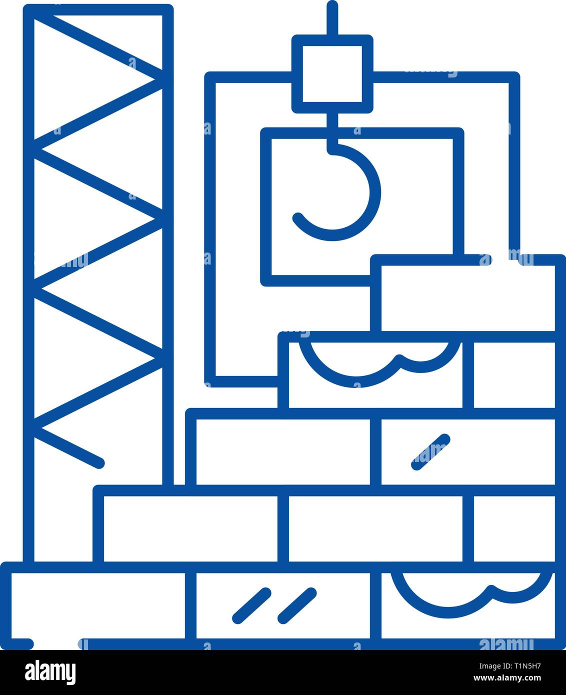 High rise construction line icon concept. High rise construction flat ...